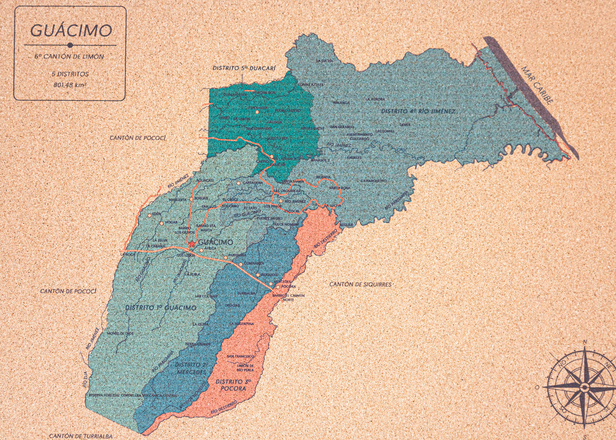Mapas de Cantones de Limón de CORCHO - Colección IMPRESOS – Árbol de Corcho